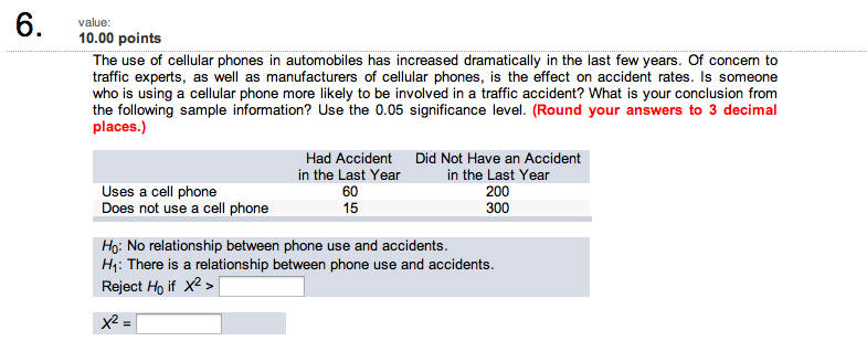 Solved Value 10.00 points The use of cellular phones in | Chegg.com