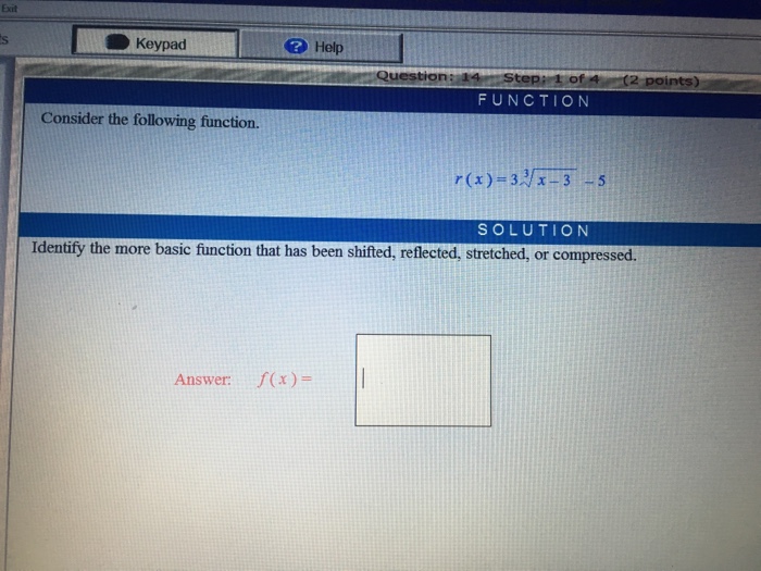 Solved Exit Keypad ? Help FUNCTION Consider the following | Chegg.com