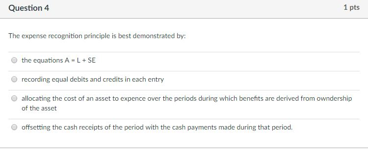 Solved The expense recognition principle is best | Chegg.com