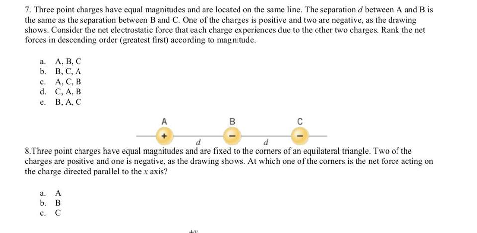 Solved Three point charges have equal magnitudes and are | Chegg.com
