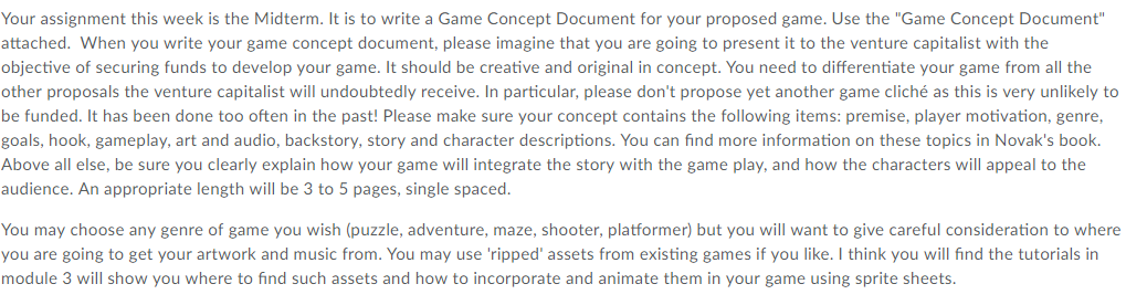 Your assignment this week is the Midterm. It is to | Chegg.com