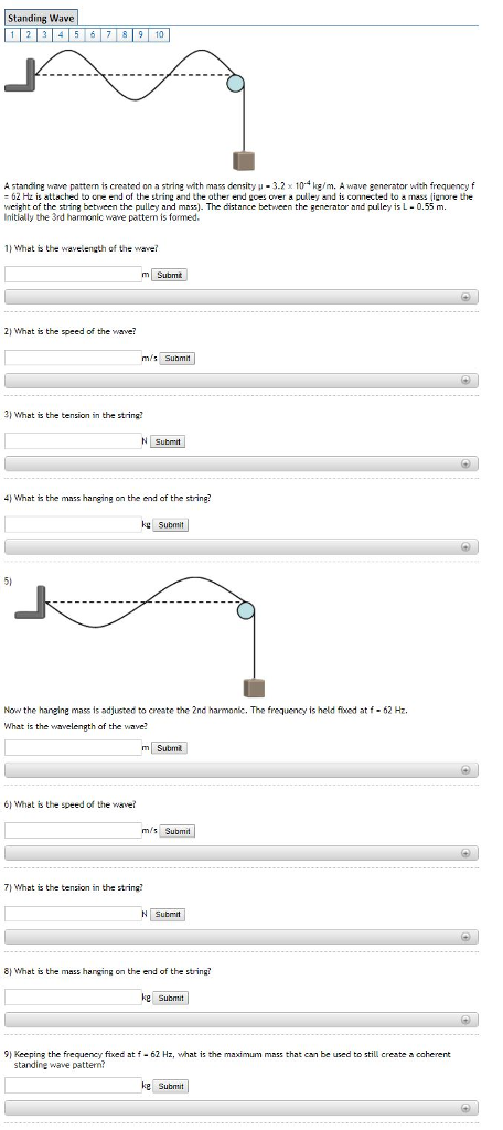 Solved Standing Wave 2 34 5678 9 10 A standine wave pattern | Chegg.com