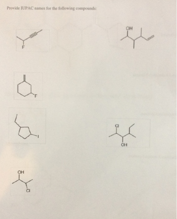 Solved Provide IUPAC names for the following compounds. | Chegg.com