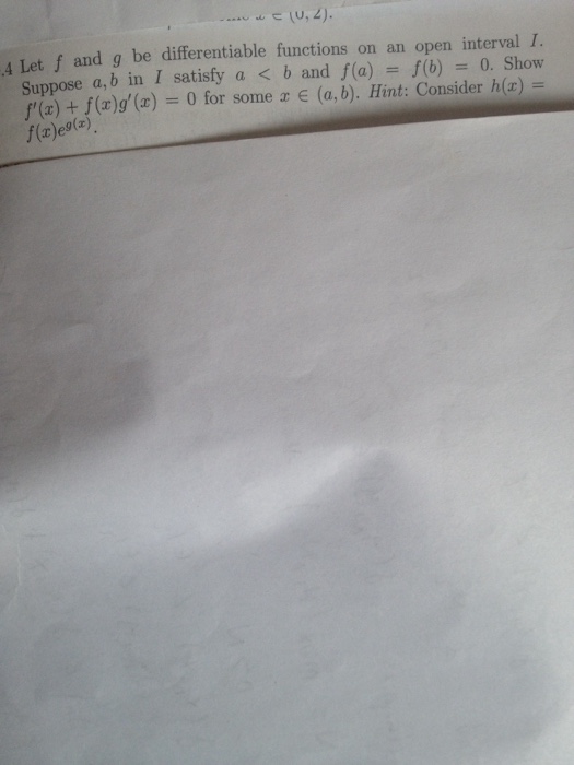 Solved Let f and g be differentiable function on an open | Chegg.com