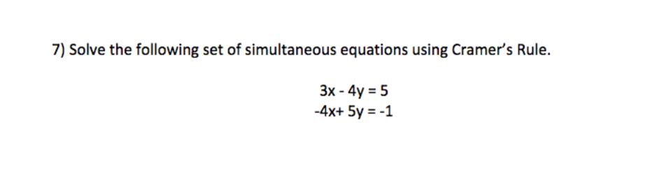 Solved Solve the following set of simultaneous equations | Chegg.com
