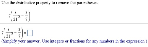 Solved Use the distributive property to remove the | Chegg.com