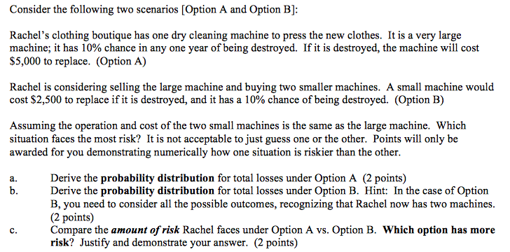 Solved Consider the following two scenarios [Option A and | Chegg.com