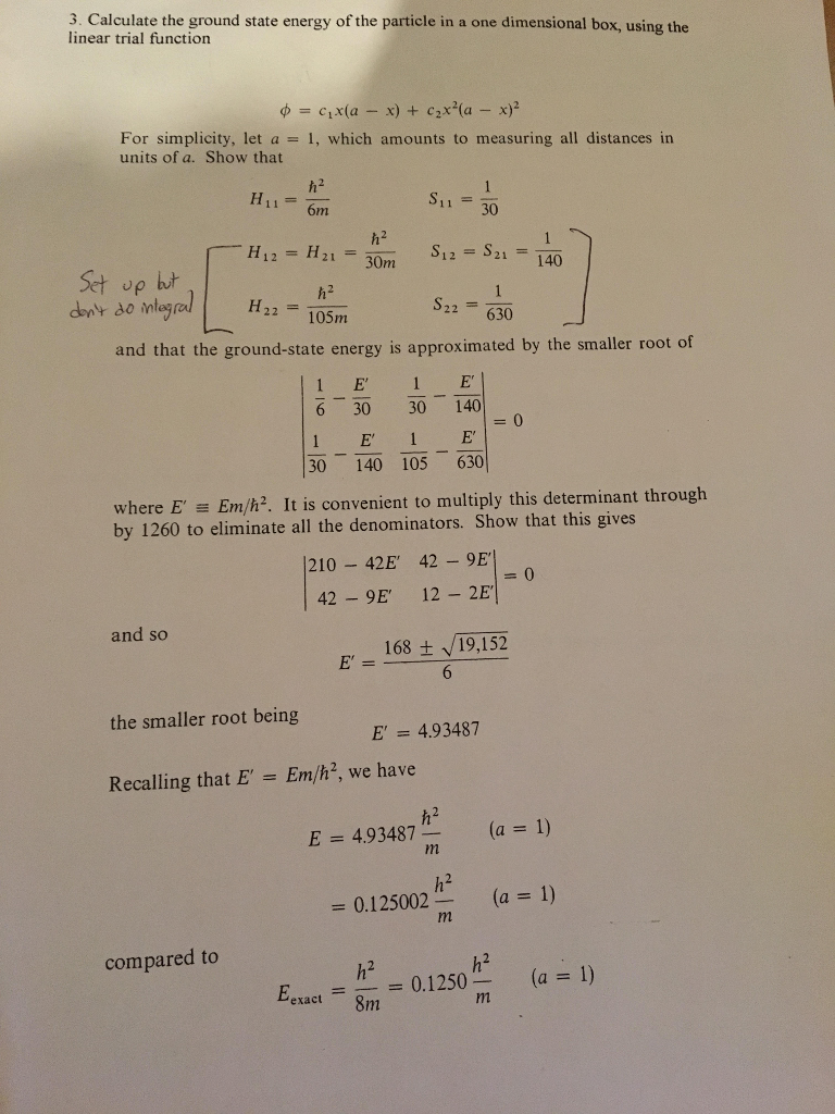 Solved Calculate the ground state energy of the particle in | Chegg.com
