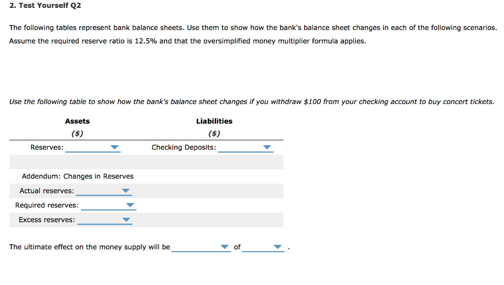 Solved 2. Test Yourself Q2 The following tables represent | Chegg.com