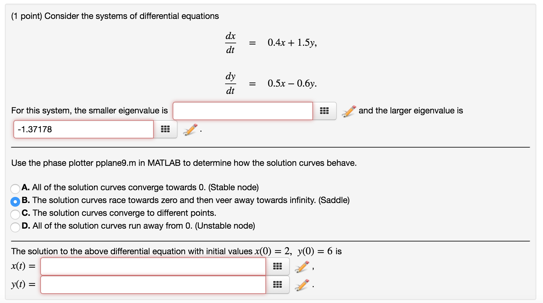 Solved Consider the systems of differential equations dx/dt | Chegg.com