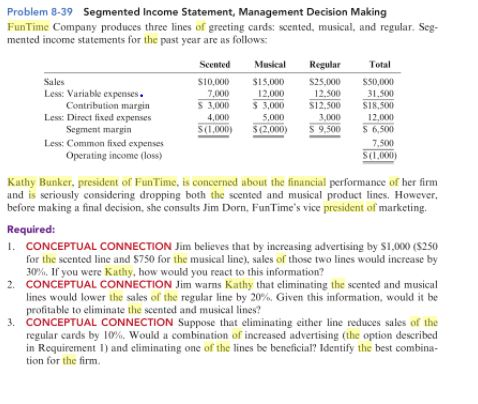 Solved Segmented Income Statement, Management Decision | Chegg.com