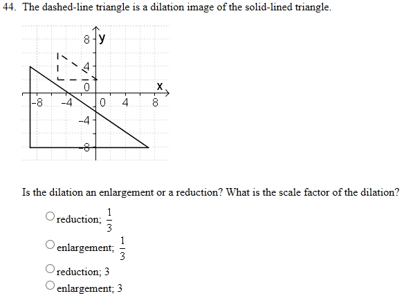 Solved The dashed-line triangle is a dilation image of the | Chegg.com