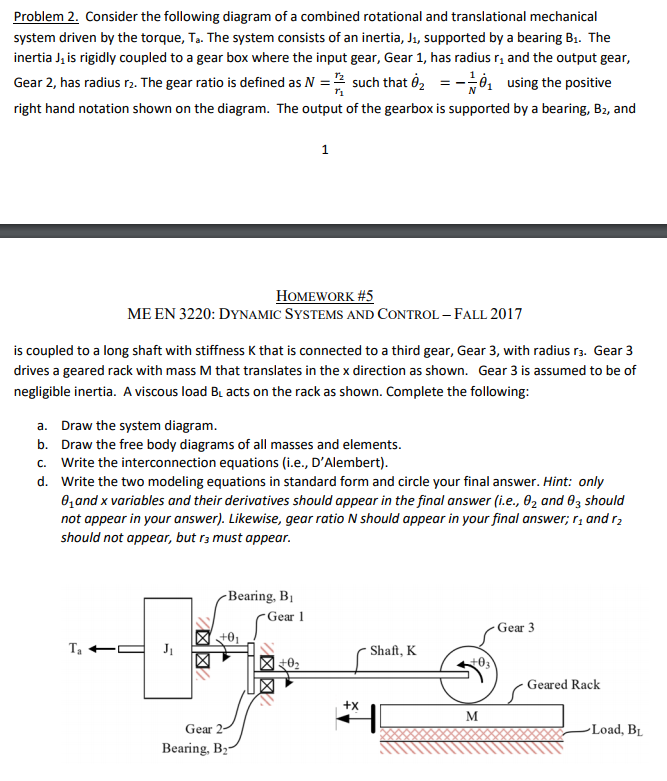 Solved Problem 2. Consider the following diagram of a | Chegg.com