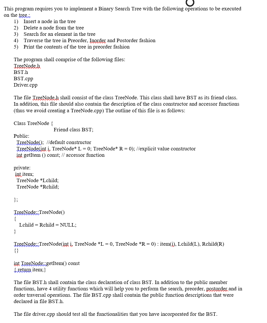 Solved This program requires you to implement a Binary | Chegg.com