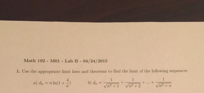 Solved Use the appropriate limit laws and theorems to find | Chegg.com