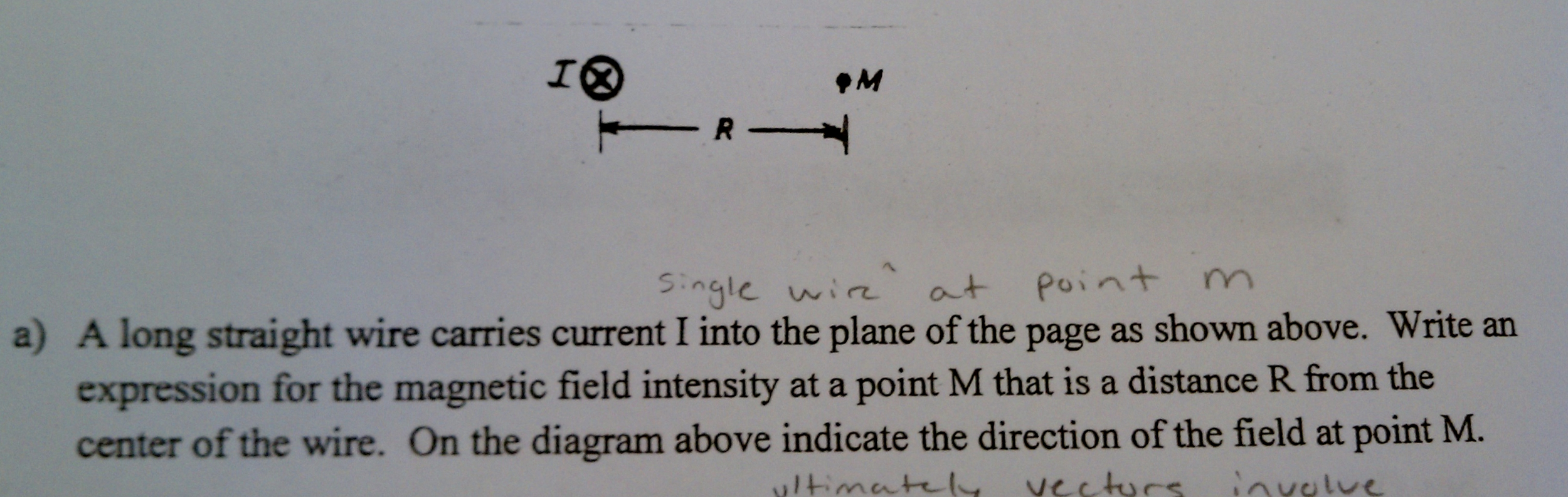 Solved A long straight wire carries current I into the plane | Chegg.com