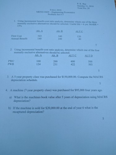 Solved Using incremental benefit-cost ratio analysis, | Chegg.com