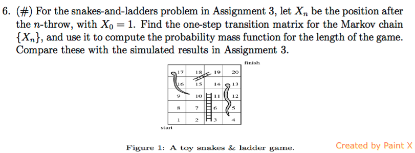 Solved 6. (#) For the snakes-and-ladders problem in | Chegg.com