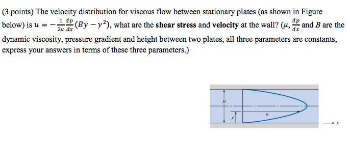 Solved The velocity distribution for viscous flow between | Chegg.com