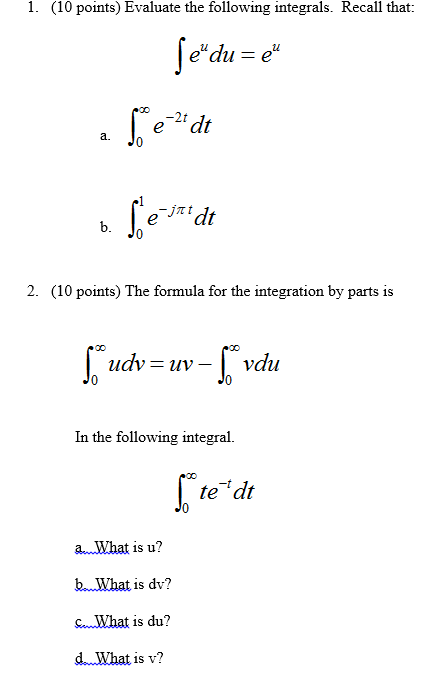 Solved 1. (10 points) Evaluate the following integrals. | Chegg.com