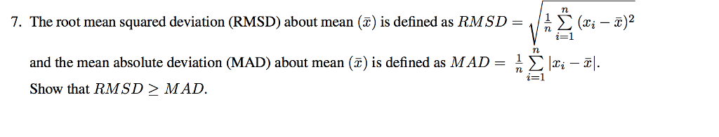 Solved 7. The root mean squared deviation (RMSD) about mean | Chegg.com