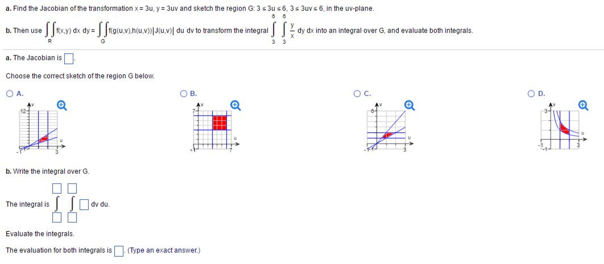 Solved Find the Jacobian of the transformation x = 3u. y = | Chegg.com