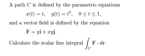 Solved A path C is defined by the parametric equations x(t) | Chegg.com
