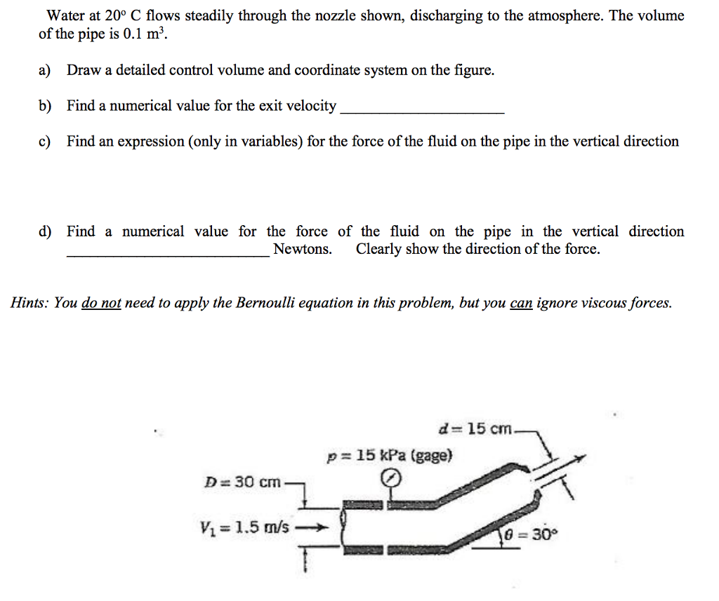 Solved Water at 20 degree C flows steadily through the | Chegg.com