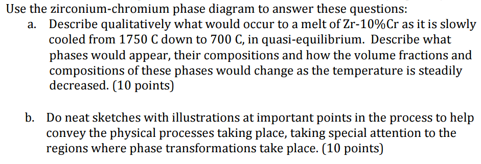 Solved Use the zirconium-chromium phase diagram to answer | Chegg.com