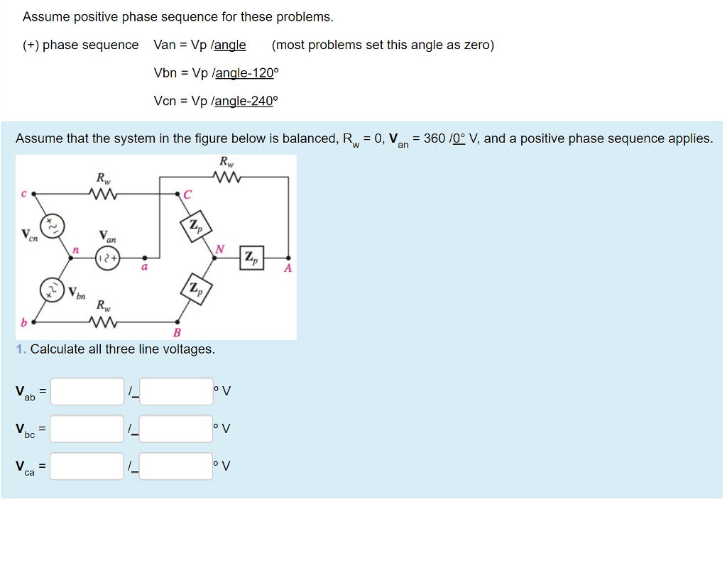 Solved Assume Positive Phase Sequence For These Problems 7571