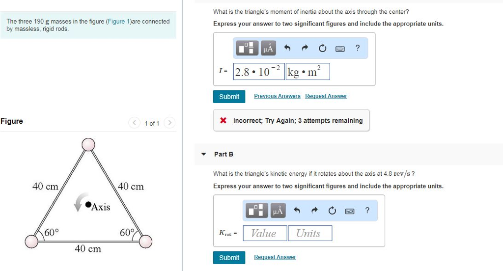 Solved What is the triangle's moment of inertia about the | Chegg.com