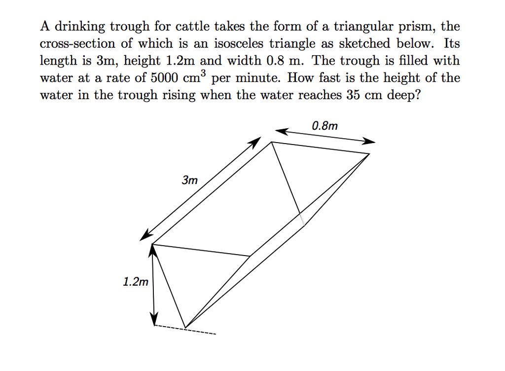 Solved A drinking trough for cattle takes the form of a | Chegg.com