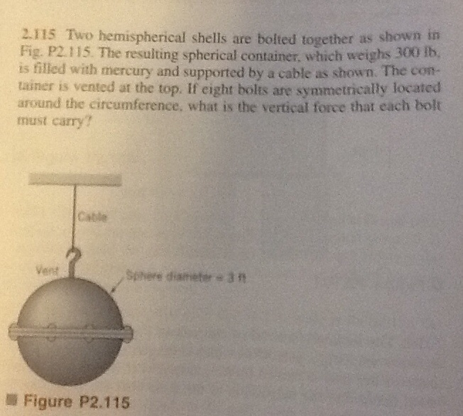 Two hemispherical shells are bolted together as shown | Chegg.com