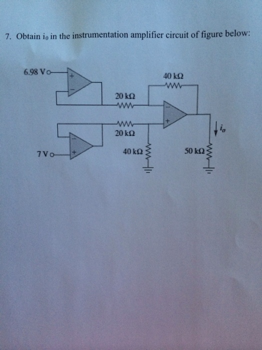 Solved Obtain i_0 in the instrumentation amplifier circuit | Chegg.com