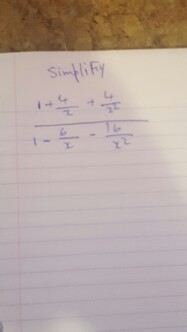 Solved Simplify 1 + 4/2 + 4/x^2 1 - 6/2 - 16/x^2 | Chegg.com