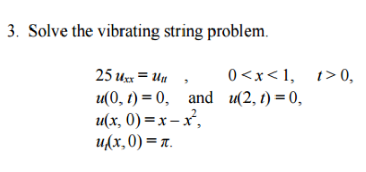 Solved Solve the vibrating string problem. 25Uxx = un , 0 0 | Chegg.com