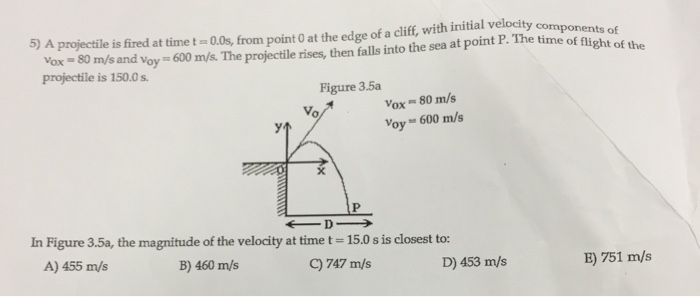 Solved ty components of 5) A projectile is fired at time t | Chegg.com