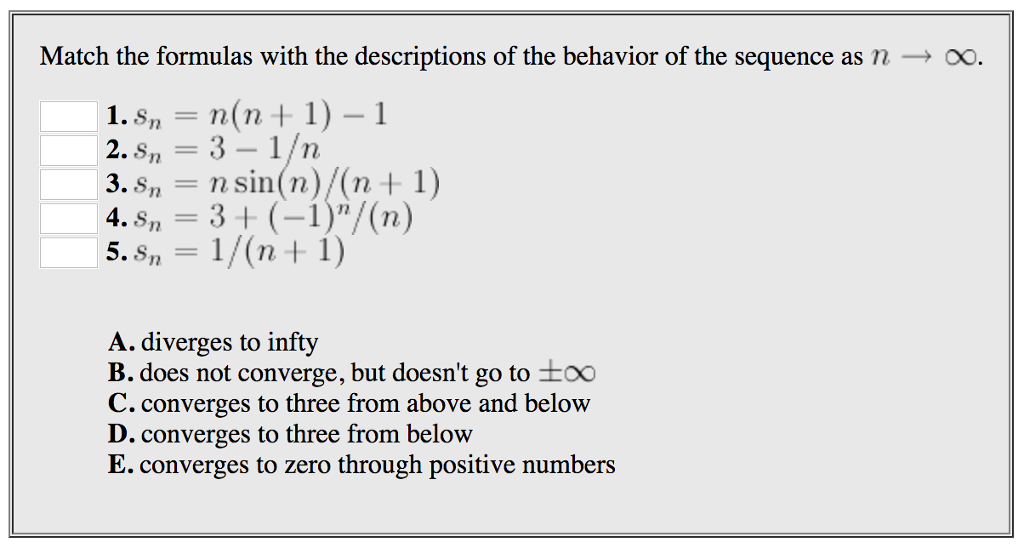 Solved Match the formulas with the descriptions of the | Chegg.com