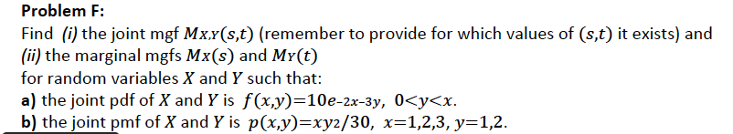 Find (i) the joint mgf M_X, Y(s, t) (remember to | Chegg.com