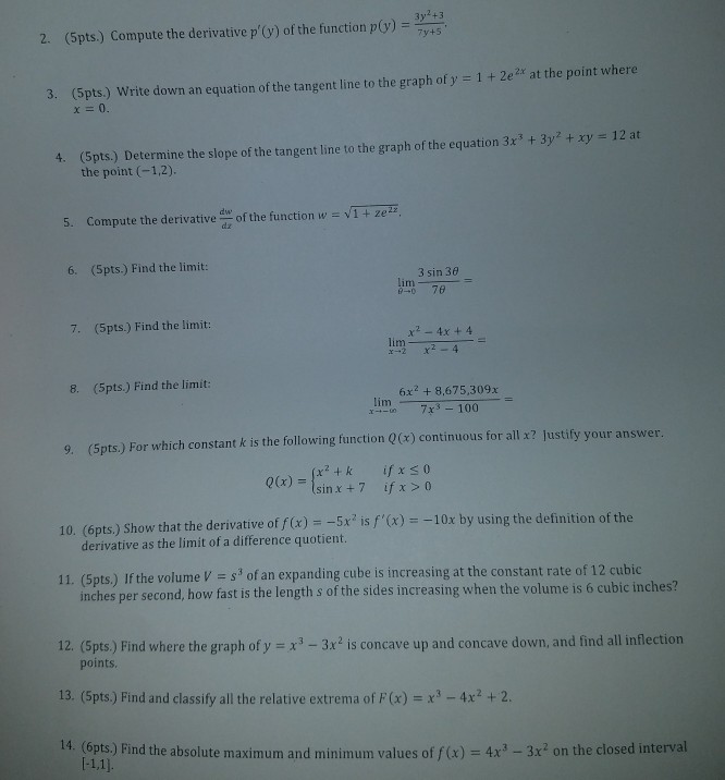 Solved 3y2+3 2. (5pts.) Compute the derivative p'(v) of the | Chegg.com Solved 3y2+3 2. (5pts.) Compute the derivative p'(v) of the | Chegg.com