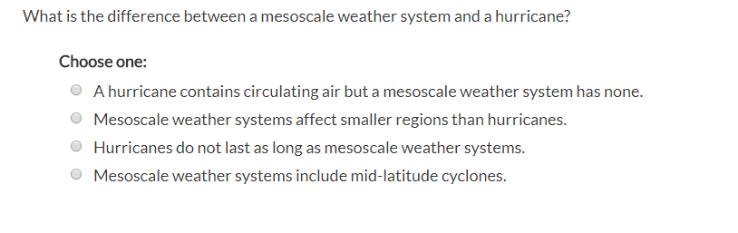 Solved What is the difference between a mesoscale weather | Chegg.com