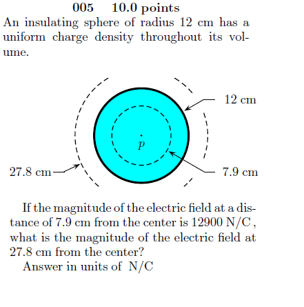 Solved An insulating sphere of radius 12 cm has a uniform | Chegg.com