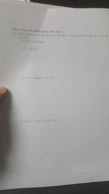 Solved Part I (Do all questions in this part.) (1) (12) | Chegg.com