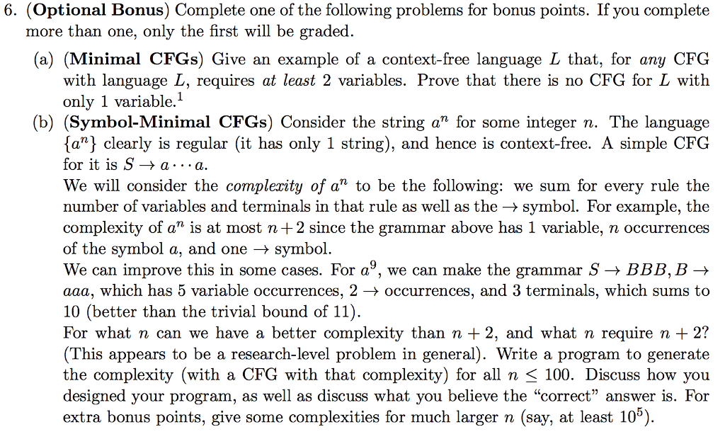 Solved Complete one of the following problems for bonus | Chegg.com