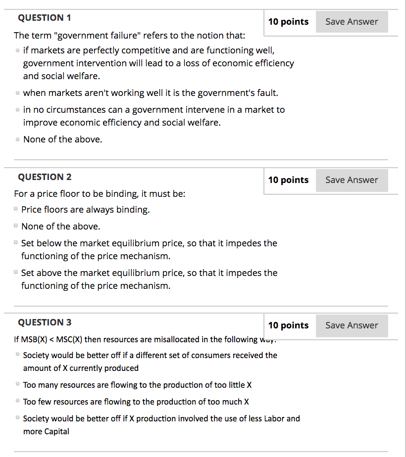 Solved The term "government failure" refers to the notion | Chegg.com
