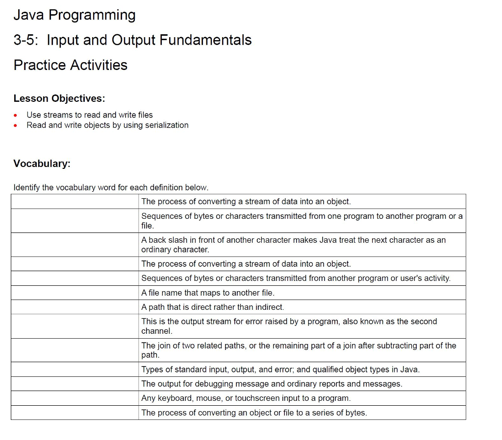 Solved Lesson Objectives Use Streams To Read And Write
