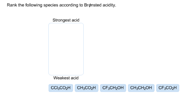 Solved Rank the following species according to Bronsted | Chegg.com