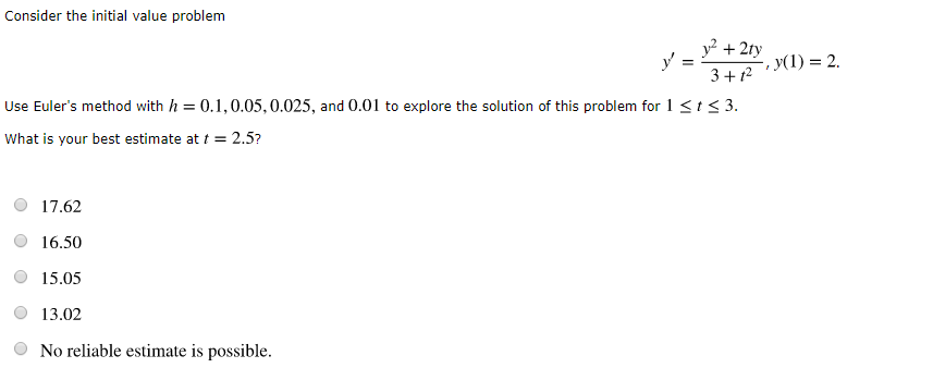 Solved Consider the initial value problem 3 + 12 Use Euler's | Chegg.com