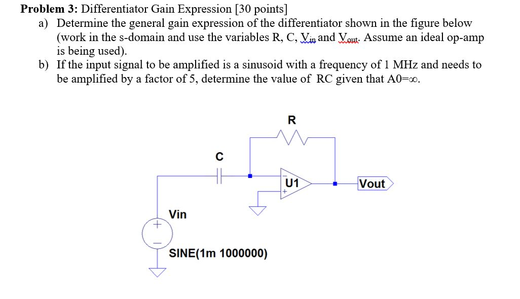 Solved Differentiator Gain Expression Determine the general | Chegg.com