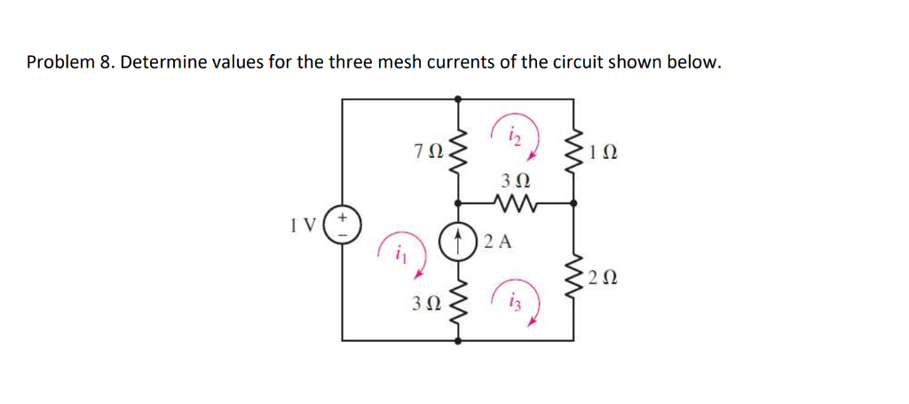 Solved Problem 8. Determine values for the three mesh | Chegg.com